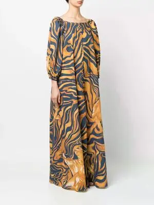 Alberta Ferretti Swirl Print Full-length Dress - Black