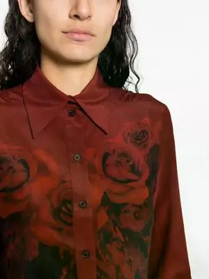 Alberta Ferretti Rose-print Silk Shirt