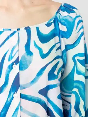 Alberta Ferretti Swirl Print Dress - Blue