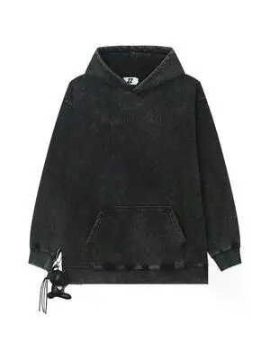 Izzue Acid-wash Logo-embroidered Hoodie