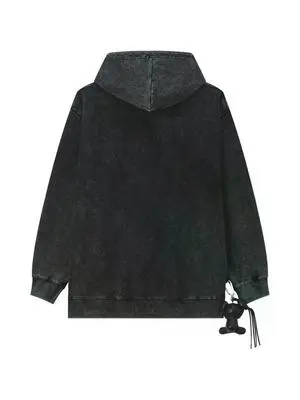 Izzue Acid-wash Logo-embroidered Hoodie