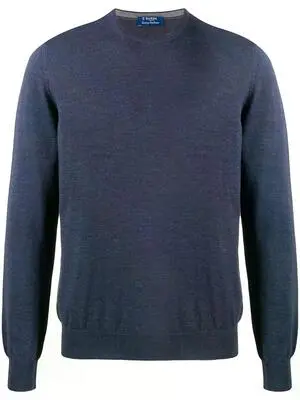 BARBA NAPOLI Crewneck Wool Jumper - Blue