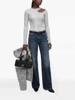 Karl Lagerfeld Ribbed Knit Cut-out Sweater