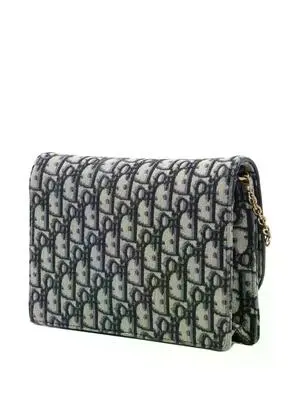 Dior Oblique Canvas Saddle Pouch Wallet On Chain Crossbody Bag - Blue