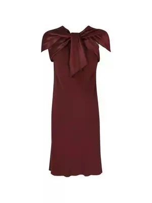 Alberta Ferretti Midi Bow-detail Silk-satin Dress - Red
