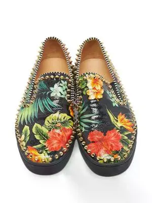 CHRISTIAN LOUBOUTIN Hawaii Pik Boat Spiked Sneakers - Black