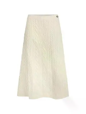 Karl Lagerfeld Wool-blend Cable-knit Midi Skirt - Neutrals