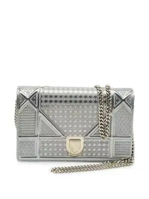 Dior 2017 Diorama Leather Clutch Bag - Silver