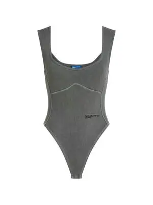 Karl Lagerfeld Ribbed Knit Bodysuit - Grey