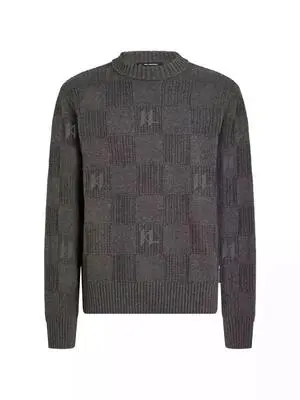 Karl Lagerfeld Monogram Checked Cotton Sweater - Grey