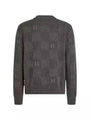 Karl Lagerfeld Monogram Checked Cotton Sweater - Grey