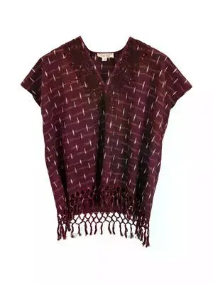 NILI LOTAN Embroidered Tassel-trim Top