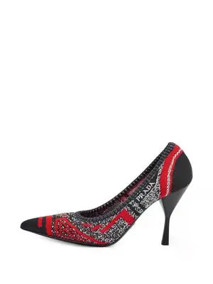 Prada Pointed-toe Intarsia-knit Pumps - Black