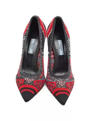 Prada Pointed-toe Intarsia-knit Pumps