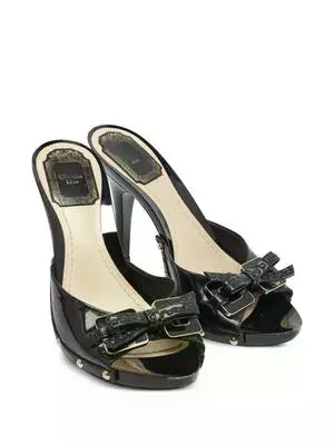 Dior Patent Leather Bow Detail Stiletto Sandals