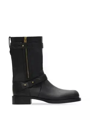 Burberry Kent Leather Biker Boots - Black
