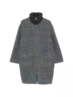 MANZONI 24 Check-pattern Drawstring Coat - Grey