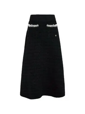Karl Lagerfeld Faux-pearl Knitted Skirt - Black