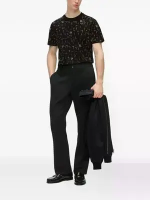 Karl Lagerfeld Rhinestone-embellished Monogram Cotton T-shirt - Black