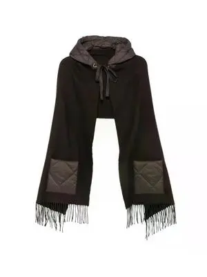 Maje Fringed Hooded Poncho - Brown