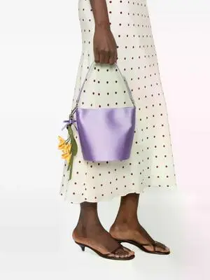 SELF-PORTRAIT Floral Charm Satin Tote Bag - Purple