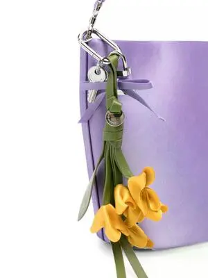 SELF-PORTRAIT Floral Charm Satin Tote Bag - Purple