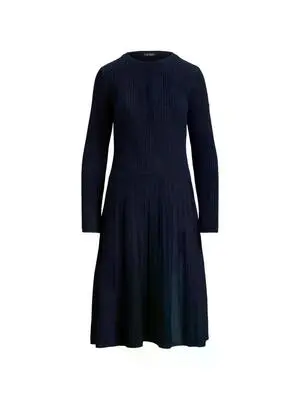 Ralph Lauren Cable-knit Long-sleeve Midi Dress - Blue