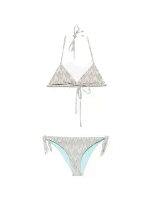 IU RITA MENNOIA Zigzag-knit Triangle Bikini - Blue
