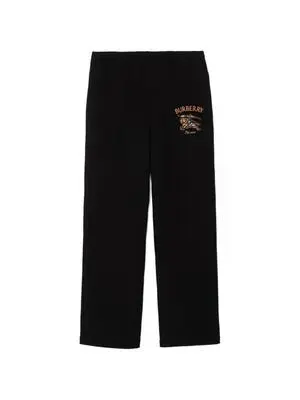 Burberry Checkered Knight-logo Cotton Track Pants - Black