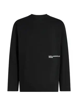 Karl Lagerfeld Relaxed Long-sleeved Seamed T-shirt - Black