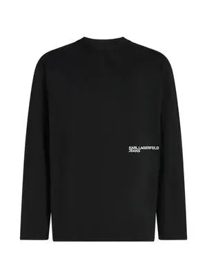 Karl Lagerfeld Relaxed Long-sleeved Seamed T-shirt - Black