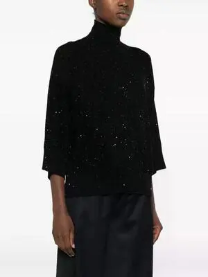 Fabiana Filippi Sequin Embellished Roll Neck Sweater - Black