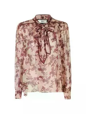 NISSA Silk-blend Floral-print Top - Neutrals