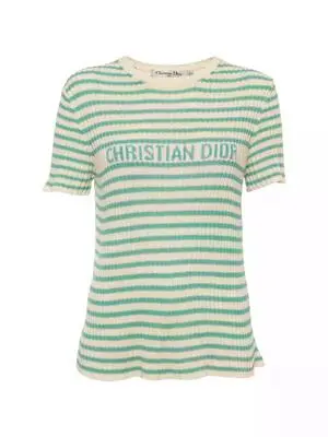 Dior Riviera Striped Cotton Knit Sweater - Neutrals