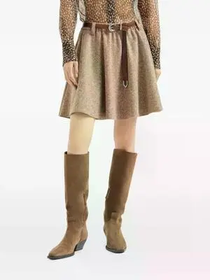 Brunello Cucinelli Virgin Wool Donegal Mini Circle Skirt With Monili
