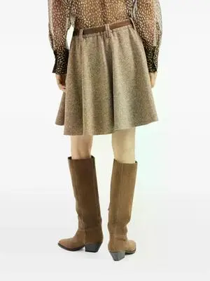 Brunello Cucinelli Virgin Wool Donegal Mini Circle Skirt With Monili