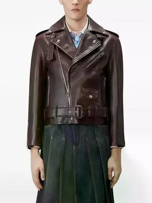 Thom Browne Belted Leather Biker Jacket