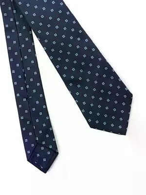 Kiton Geometric Print Silk Neck Tie - Blue