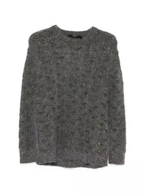 Seventy Sequin-embellished Open-knit Sweater - Grey