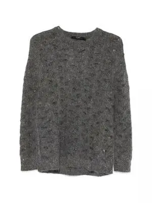 Seventy Sequin-embellished Open-knit Sweater - Grey
