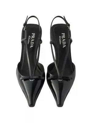 Prada Brushed Leather Slingback Pumps