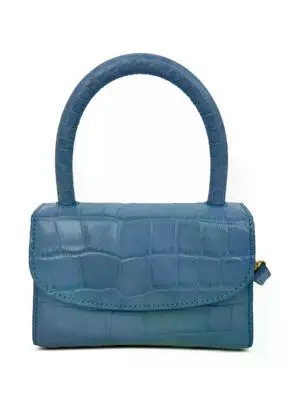 By Far Crocodile-embossed Top Handle Bag - Blue