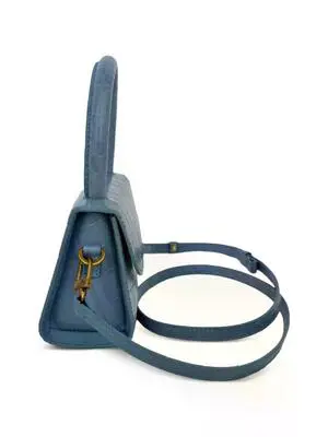 By Far Crocodile-embossed Top Handle Bag - Blue