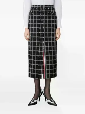 Thom Browne Windowpane Houndstooth Tweed Skirt