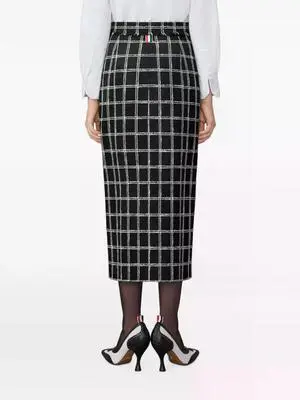 Thom Browne Windowpane Houndstooth Tweed Skirt