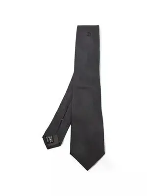 Giorgio Armani Embroidered Logo Silk Tie - Grey