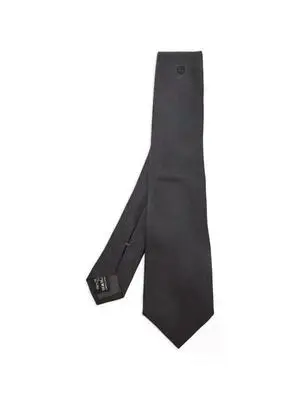 Giorgio Armani Embroidered Logo Silk Tie - Grey