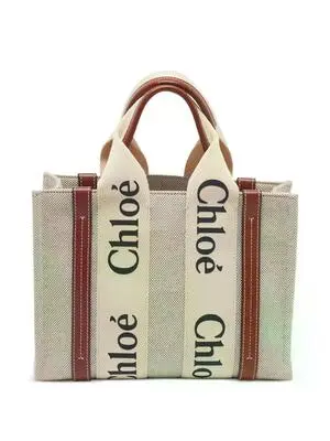 Chloé Woody Leather-trim Tote Bag
