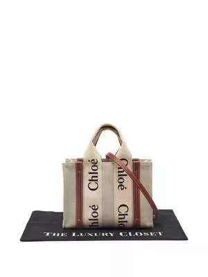 Chloé Woody Leather-trim Tote Bag