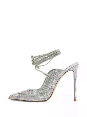 LE SILLA Crystal-embellished Ankle-wrap Stiletto Pumps - Silver